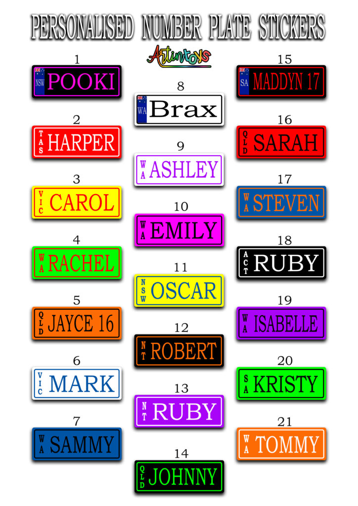 number plate sticker for kids car - electric ride on car - Artin Toys